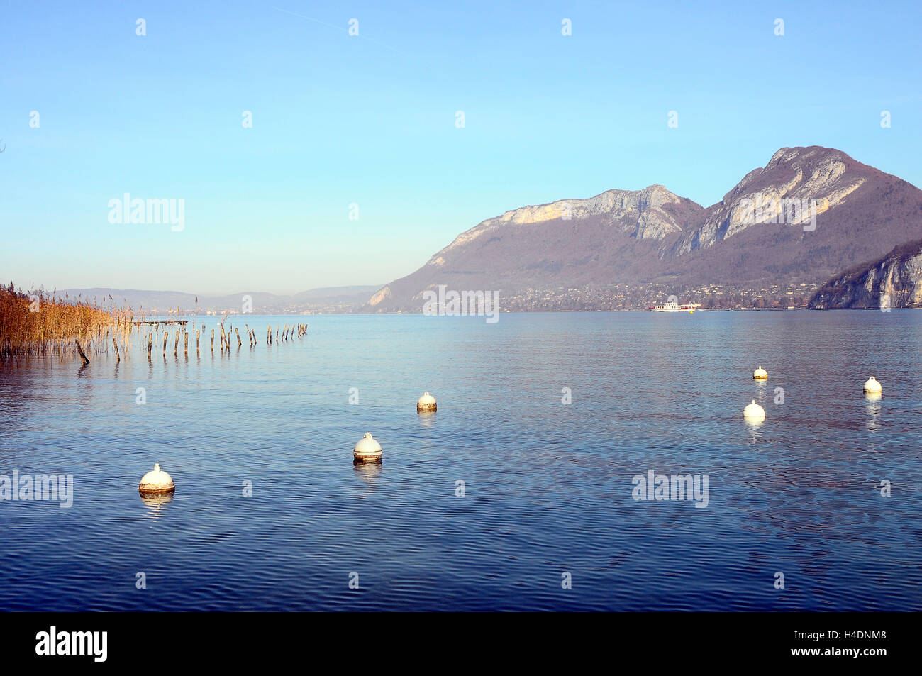 Large view of Annecy lake landscape in France and mountains Stock Photo ...