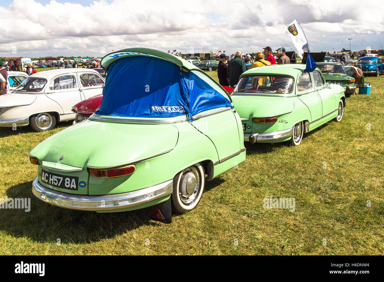 A Panhard PL17 saloon car with a skilfully designed camper trailer to ...