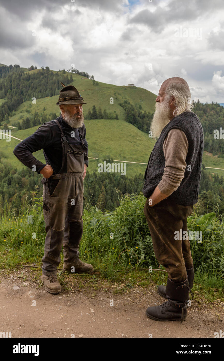 Men in the conversation, alp, Austria, Germany, border area Stock Photo ...