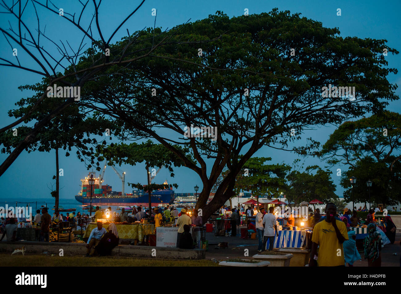 In the evening in the Forodhani cooking tooth in Stone Town Stock Photo ...