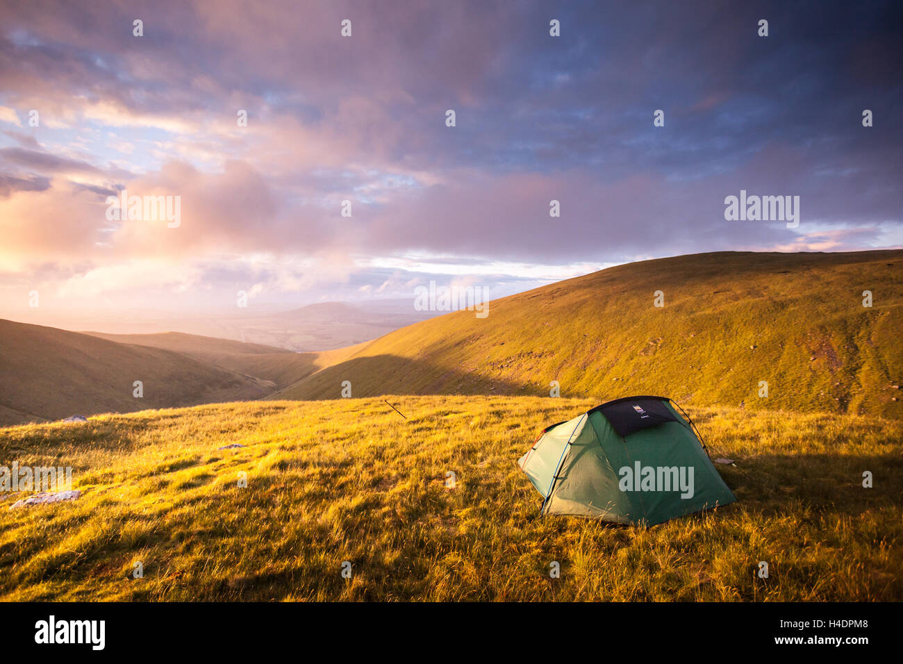 Wild camp little green tent on the side of Blencathra mountain at ...