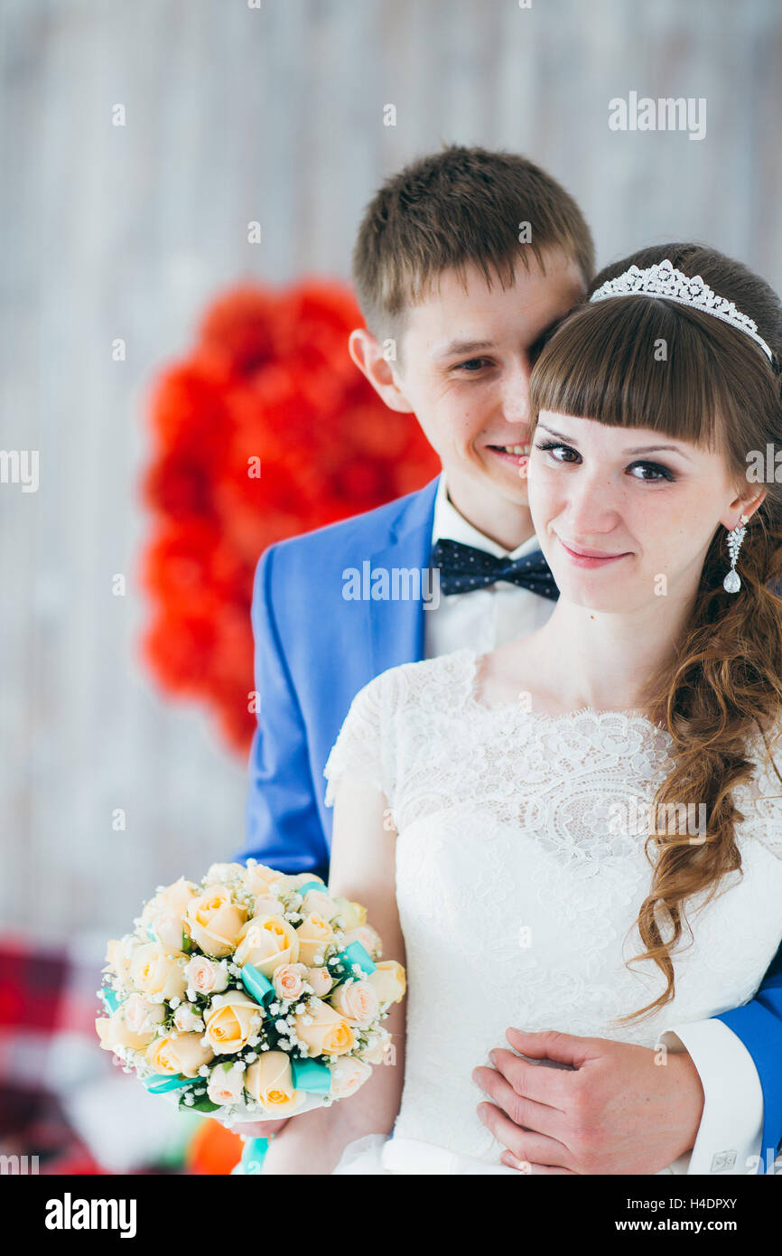 young bride and groom in interior design studio Stock Photo - Alamy