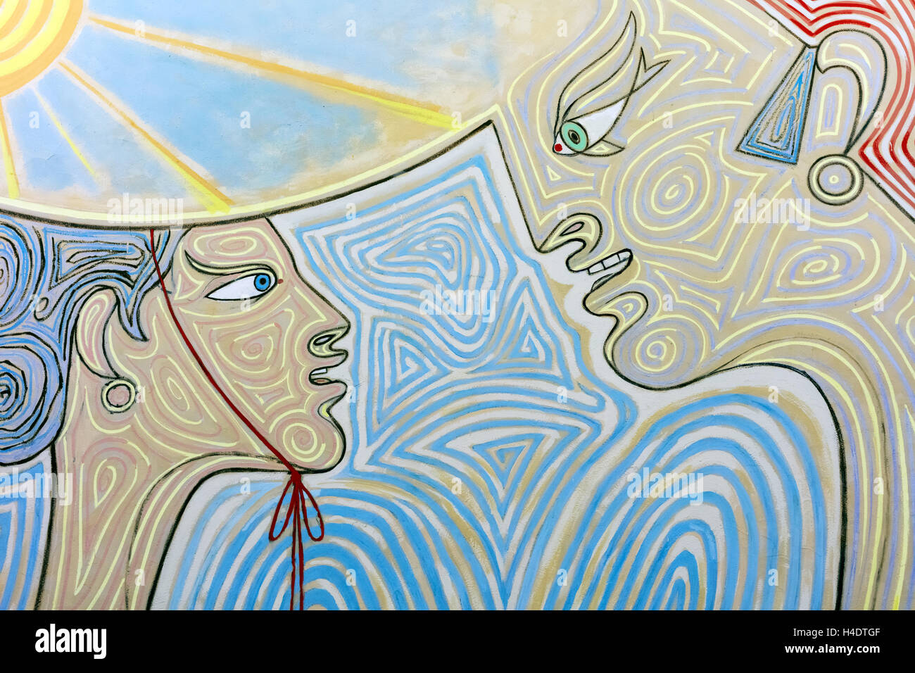 Wall painting by Jean Cocteau in Mariage Hall (La Salle des Mariages ...