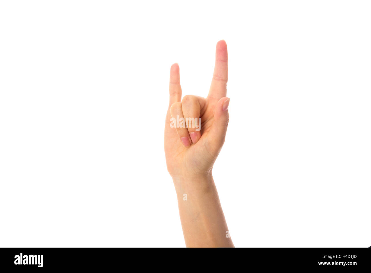 Woman's hand showing ROCK Stock Photo - Alamy
