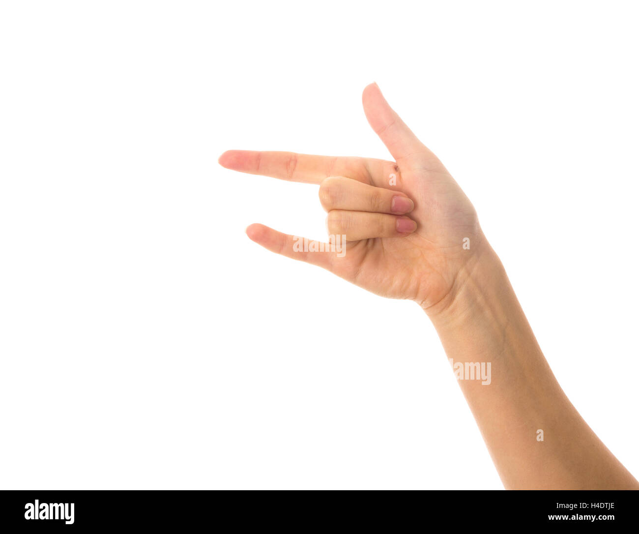 Woman's hand showing ROCK Stock Photo - Alamy