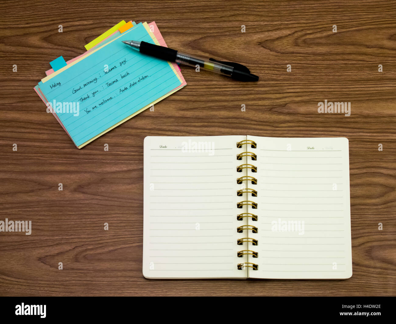 Malay; Learning New Language Writing Words on the Notebook Stock Photo ...