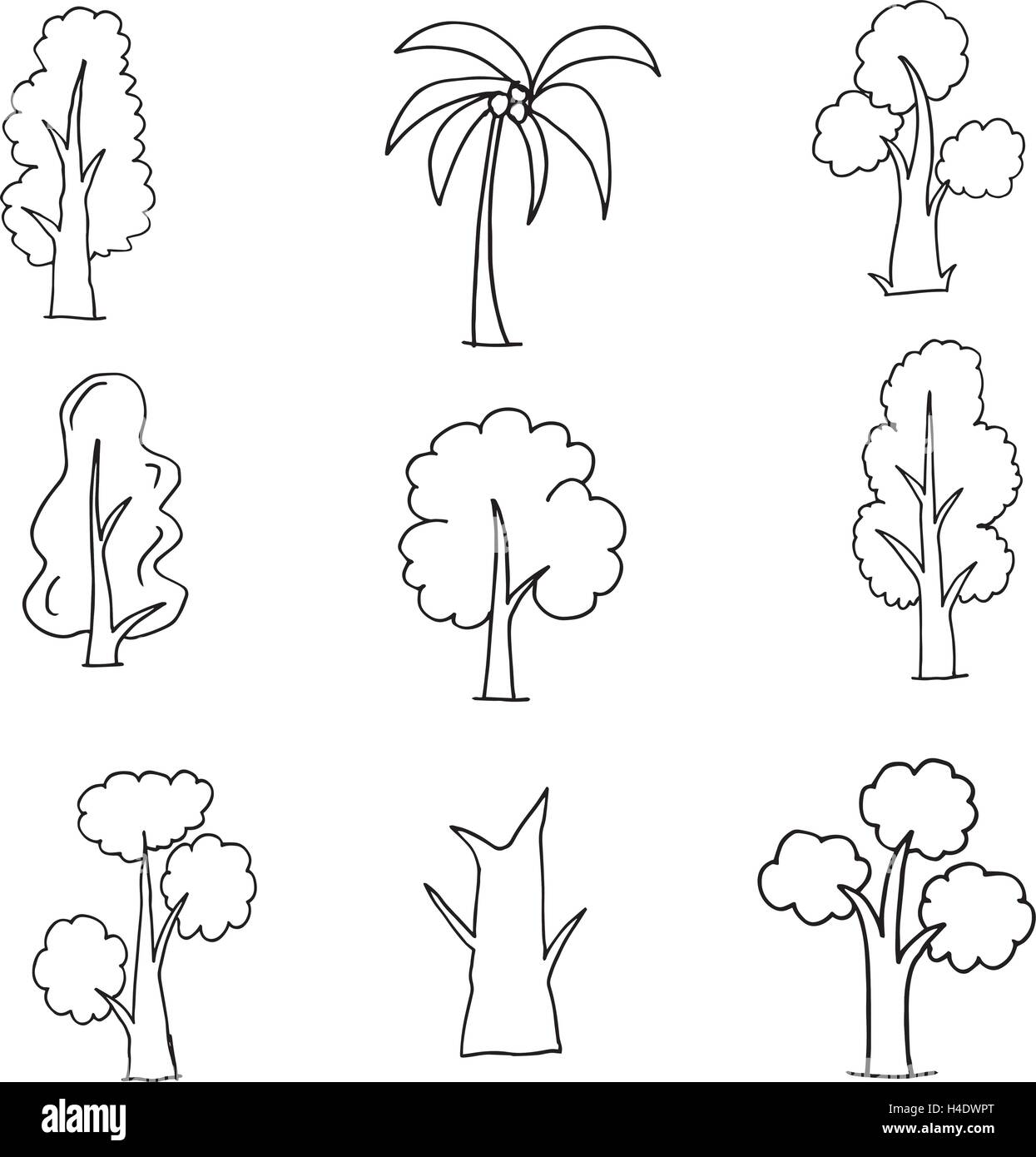 Doodle of various tree set Stock Vector Image & Art - Alamy
