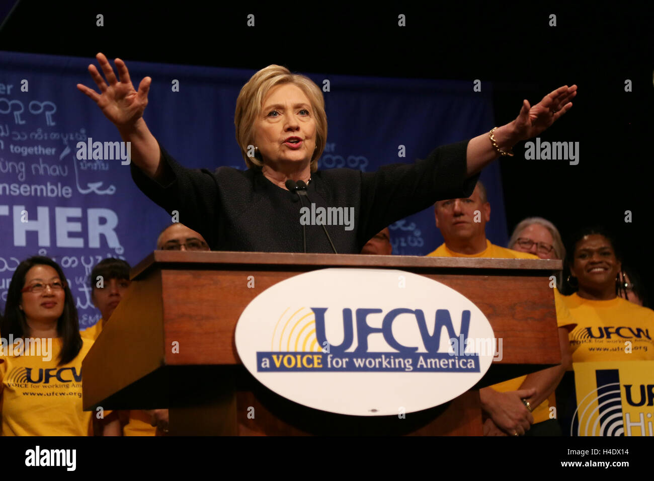 U.S. Democratic presidential candidate Hillary Rodham Clinton speaking ...
