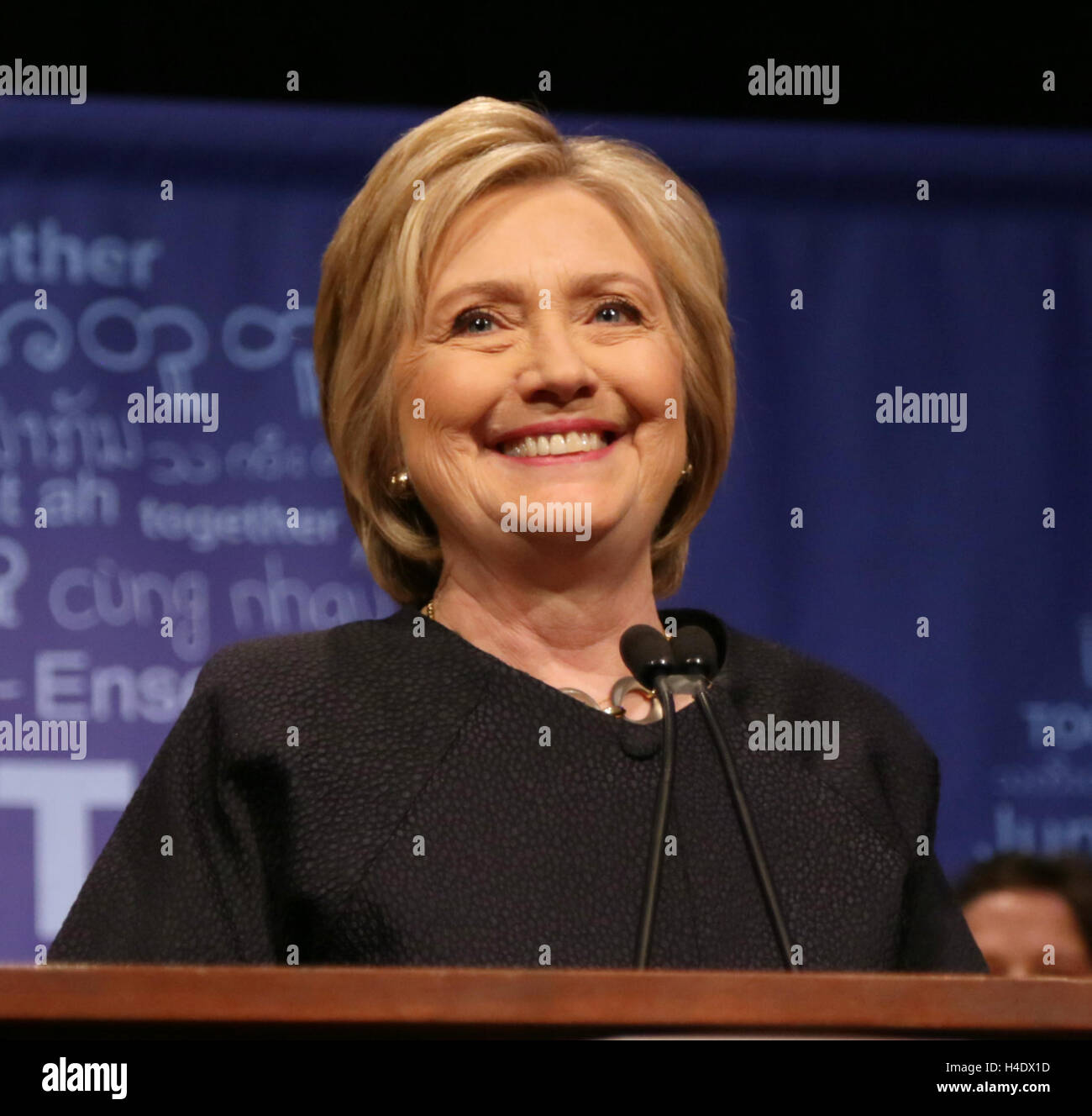 U.S. Democratic presidential candidate Hillary Rodham Clinton speaking ...