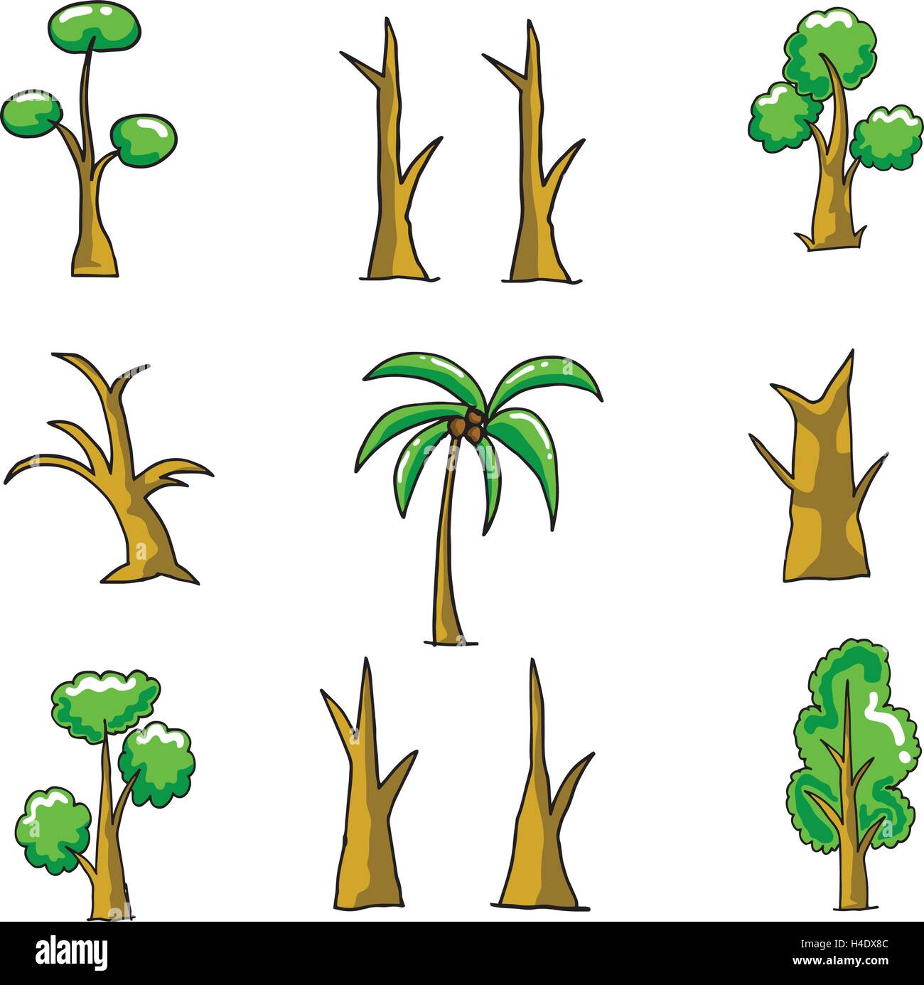 Simple tree set on doodles Stock Vector Image & Art - Alamy