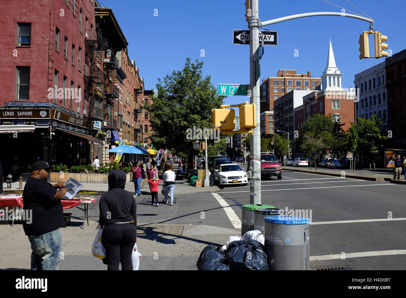Lenox Avenue and 127th street in Harlem.Manhattan,New York City.USA ...
