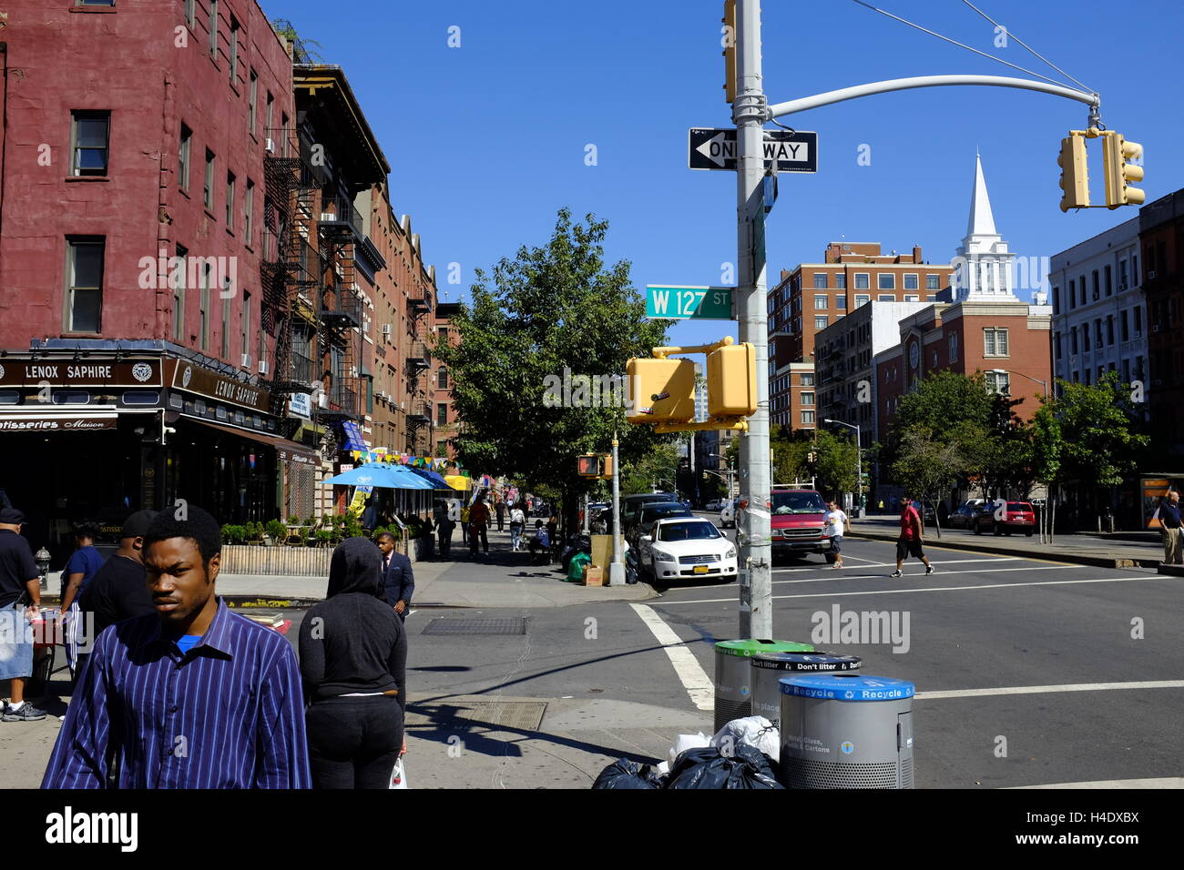 Lenox Avenue and 127th street in Harlem.Manhattan,New York City.USA ...