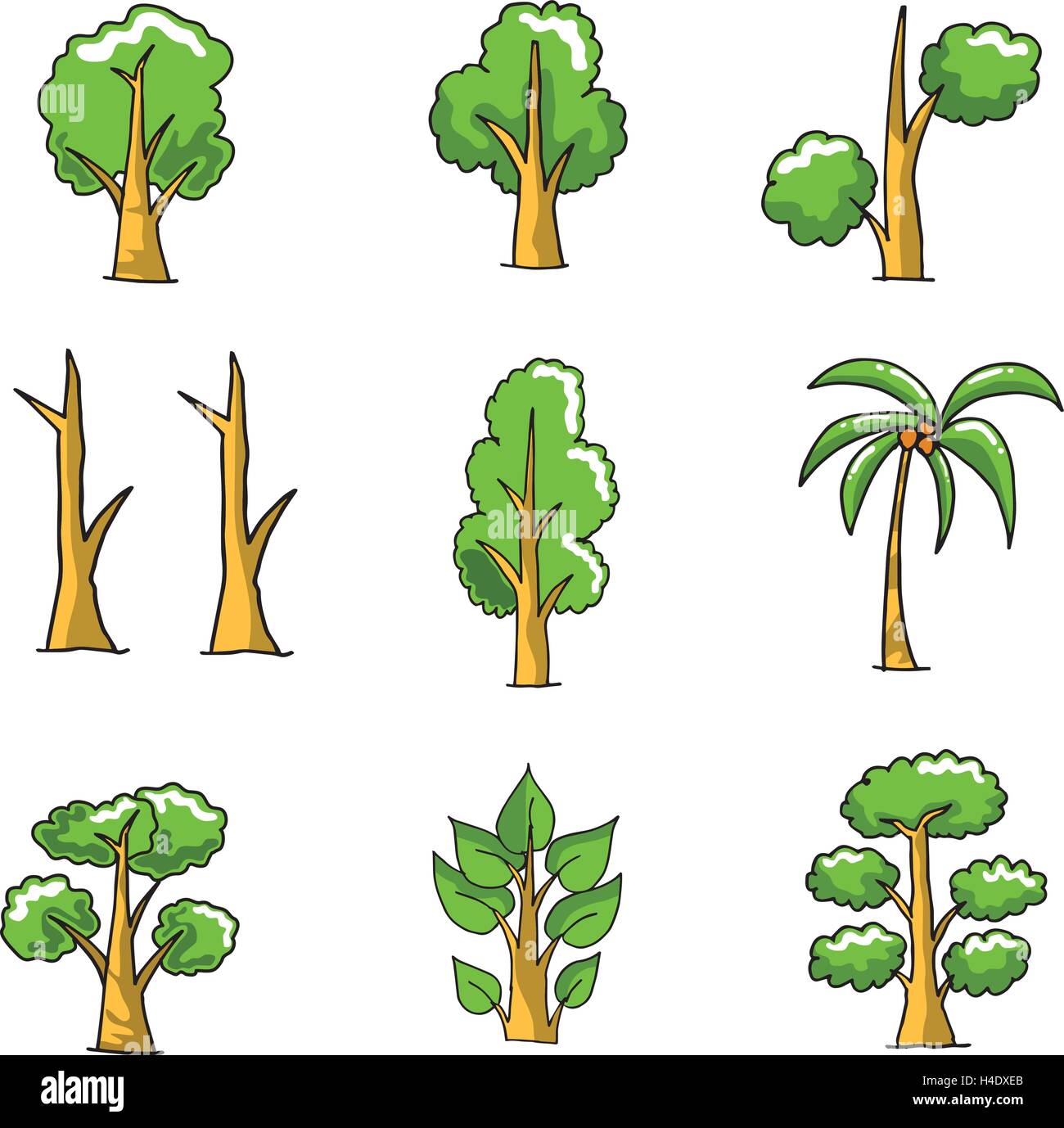 Collection of simple tree doodles Stock Vector Image & Art - Alamy