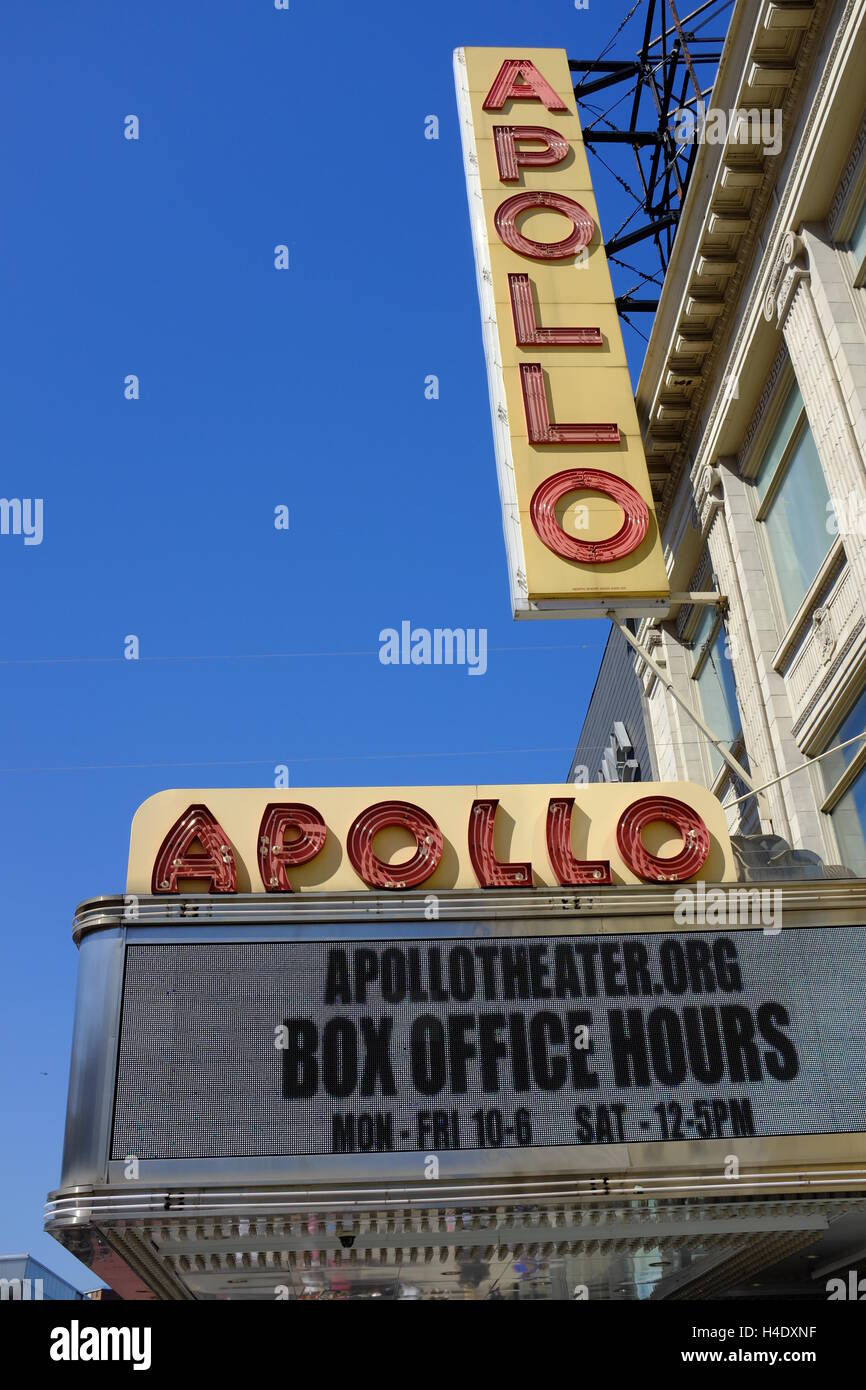Signs of Apollo theater in the theater building.Harlem,Manhattan.New ...