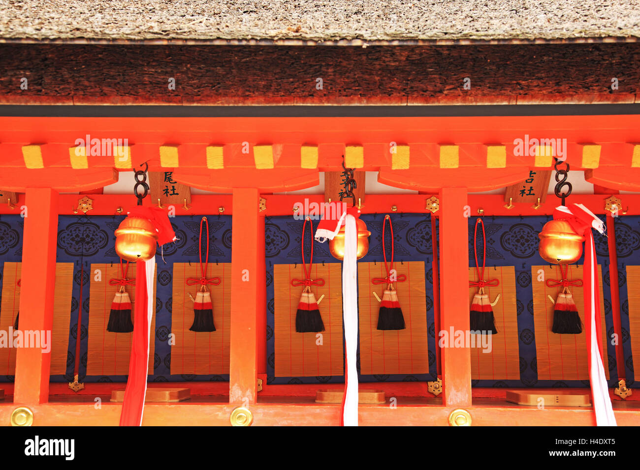 Japan, Kyoto, Fushimi Inari-Taisha Shrine, gilt bells for prayer Stock ...