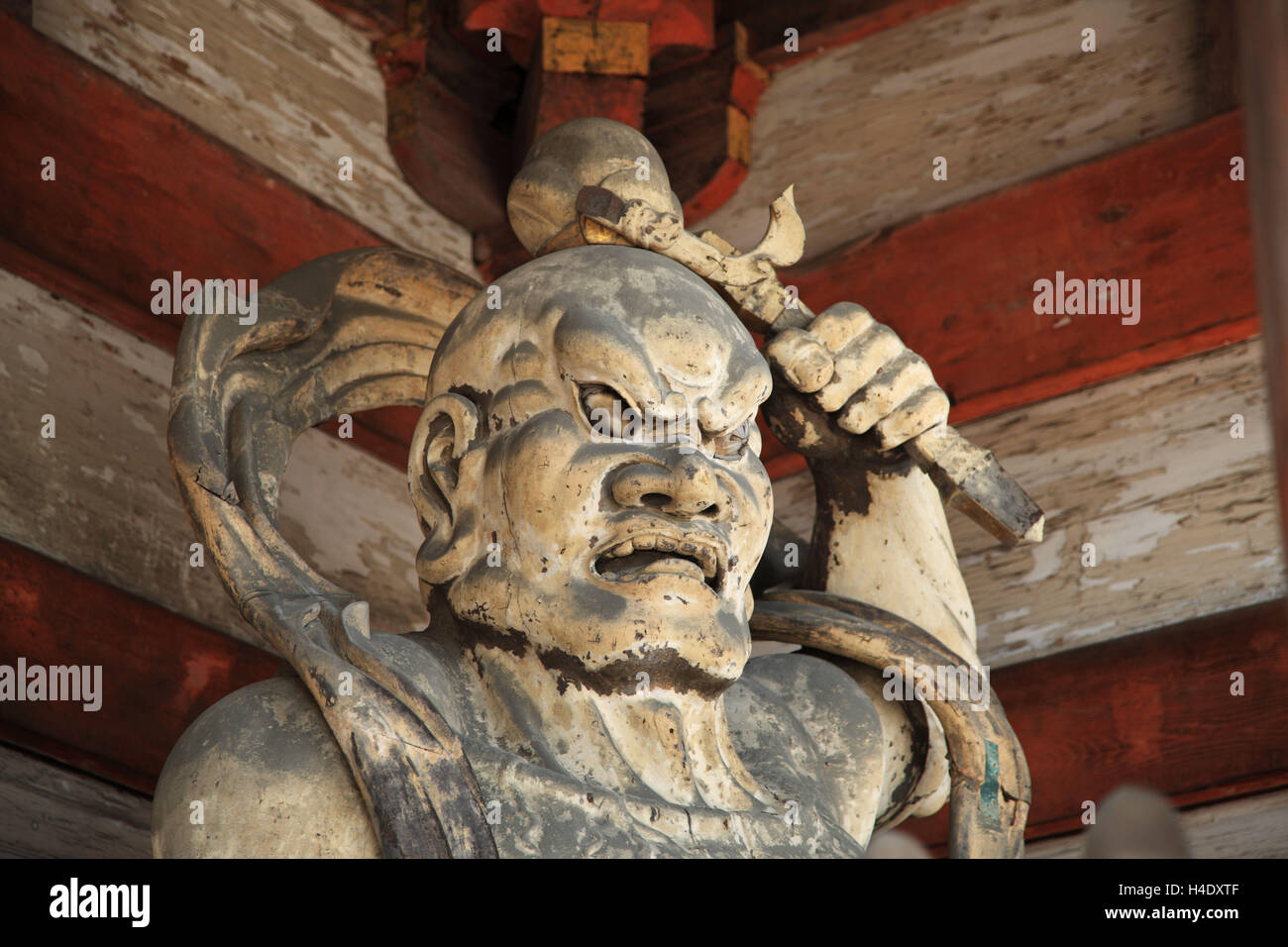 Japan, Kyoto, Ninnaji Temple, Guardian deity statue Nioumon gates ...