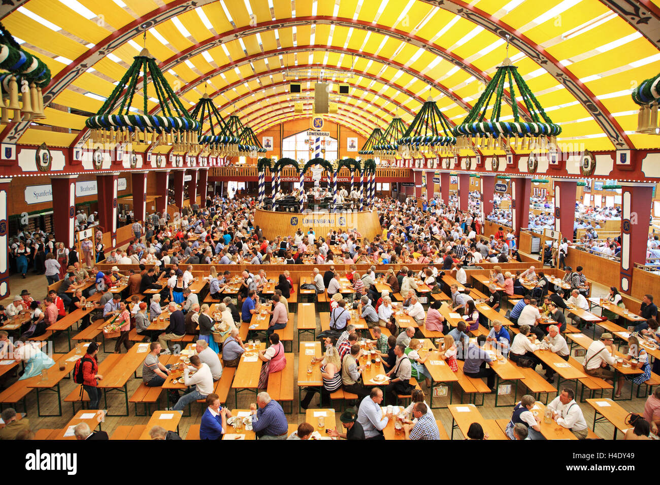 Germany, Bavaria, Munich, crowded beer tent At Oktoberfest Stock Photo ...