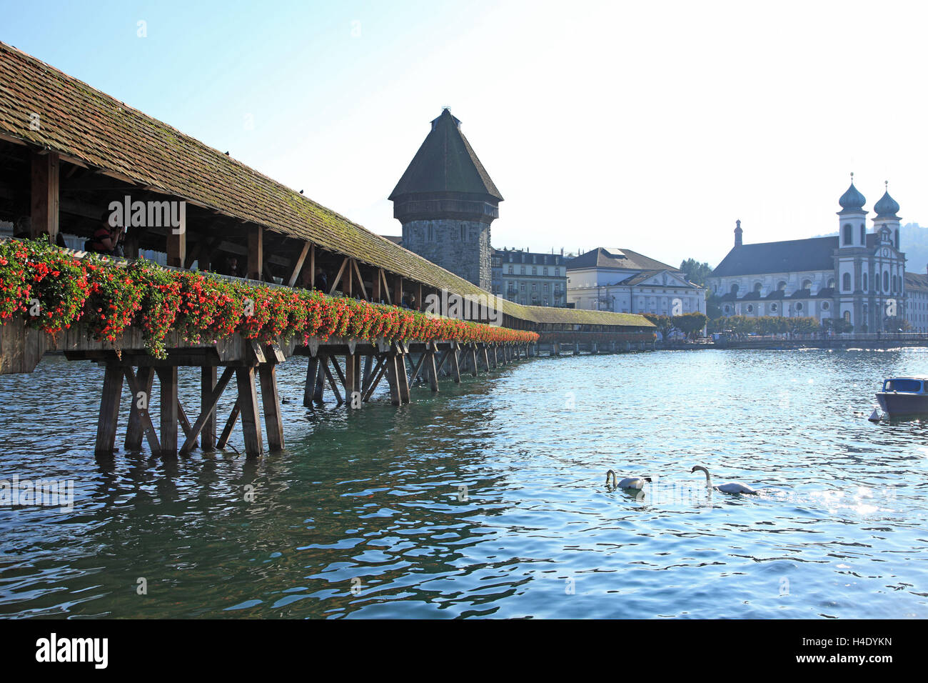Chapel Bridge And Water Tower Lucerne Switzerland High Resolution Stock ...