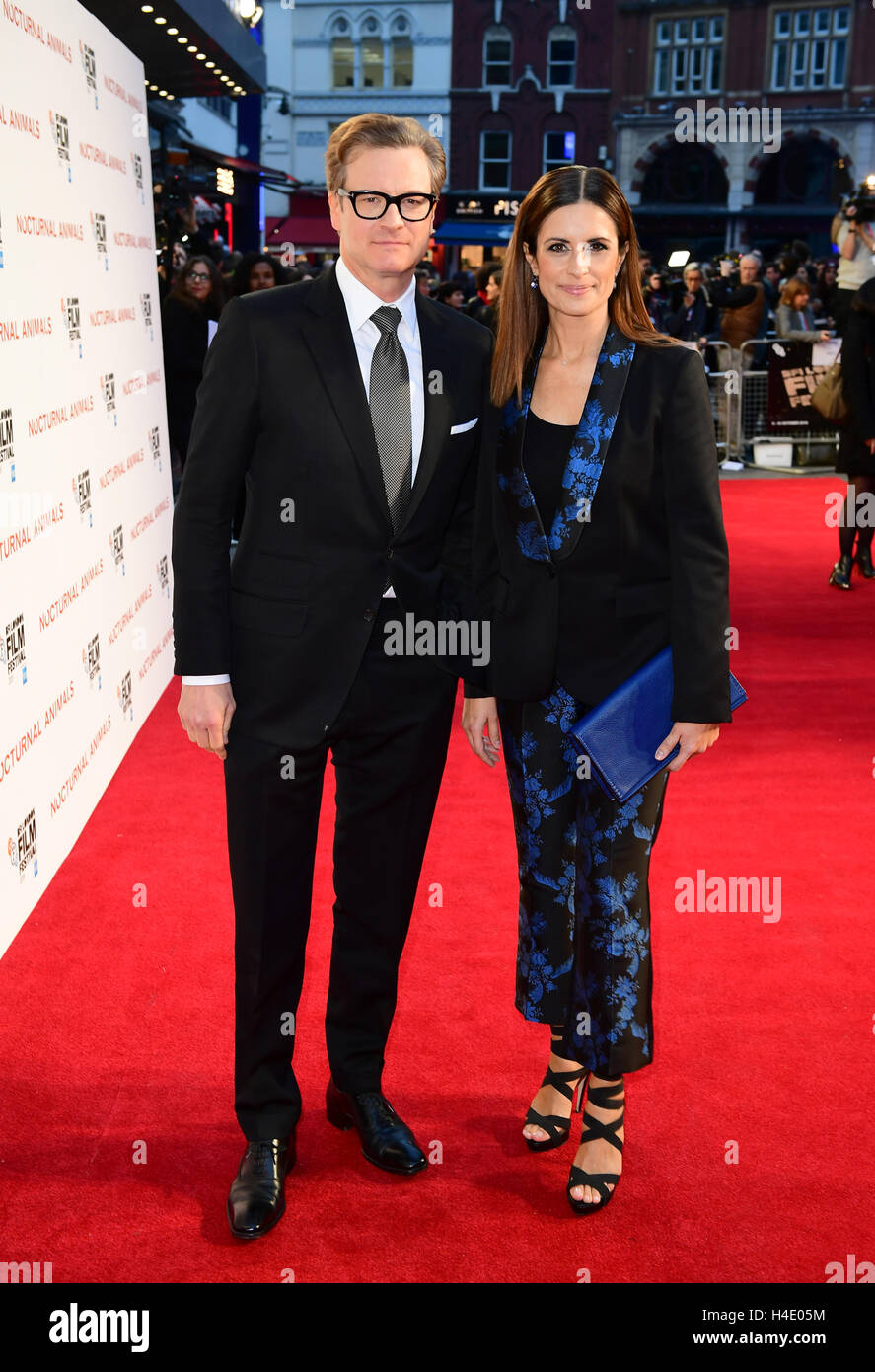 Colin Firth and Livia Firth attending the 60th BFI London Film Festival ...