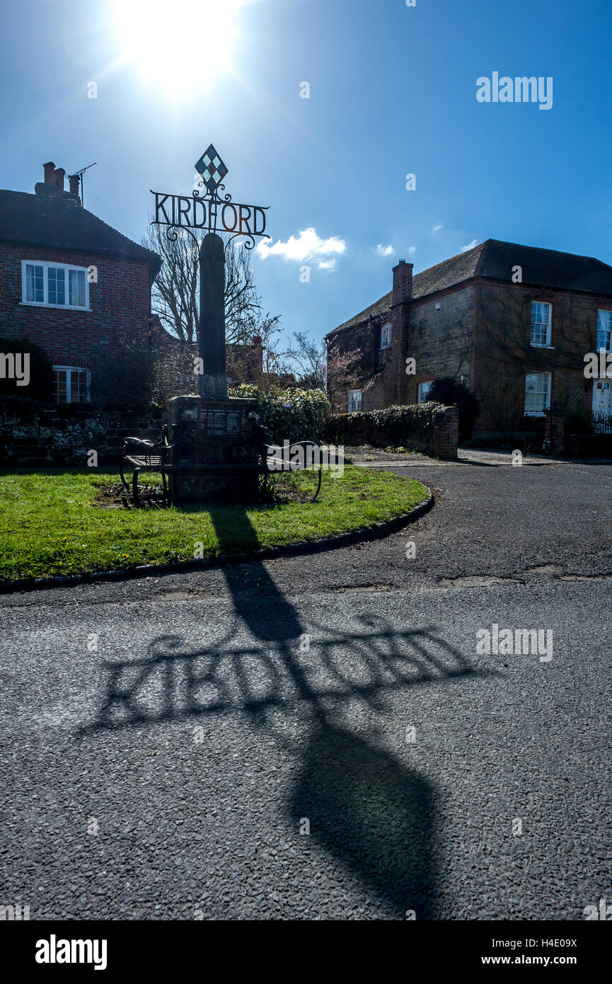 The village of Kirdford in Sussex: The village sign Stock Photo - Alamy