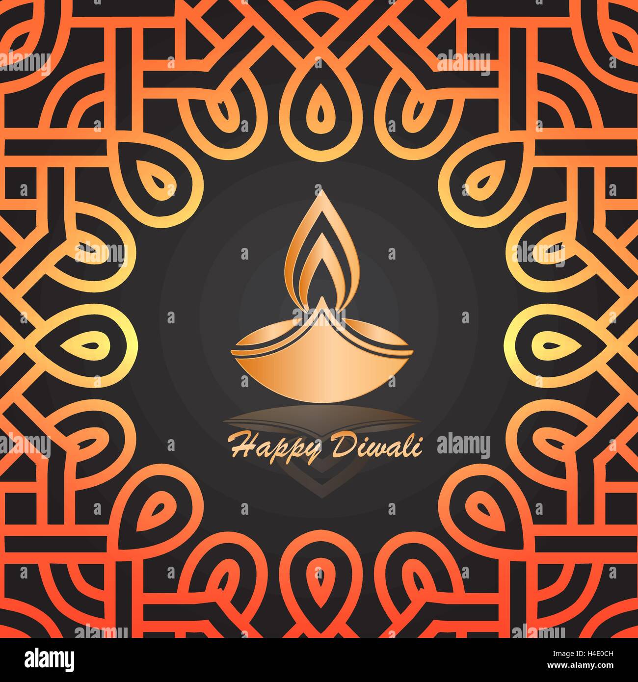 happy diwali traditional festive lamp symbol with traditional pattern ...