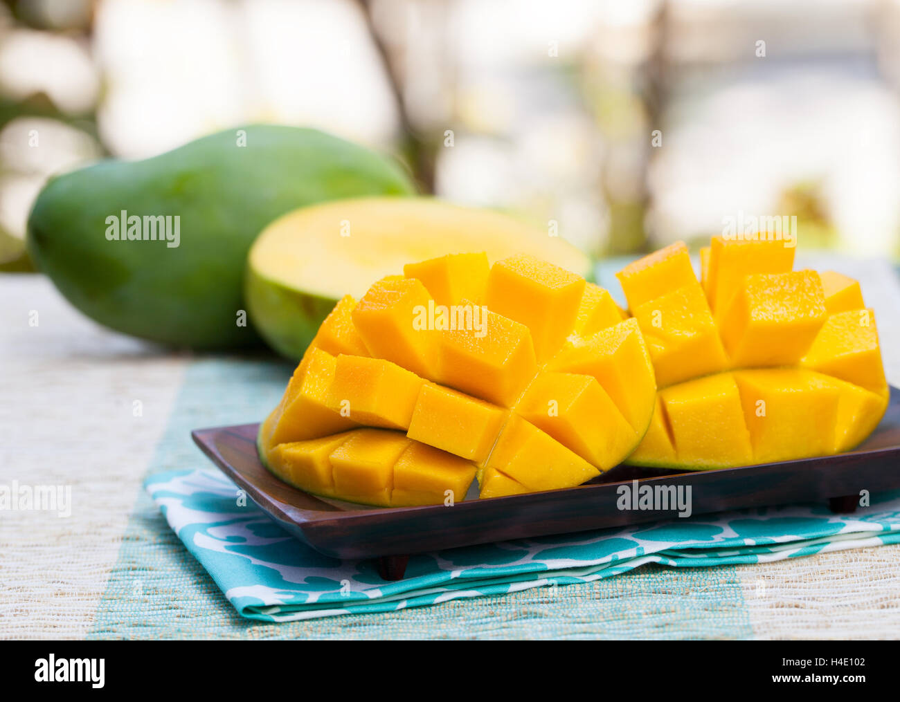 Fresh mango organic product Outdoor background Stock Photo - Alamy