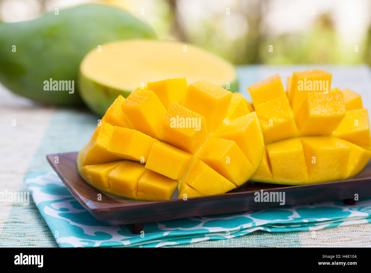 Fresh mango organic product Outdoor background Stock Photo - Alamy