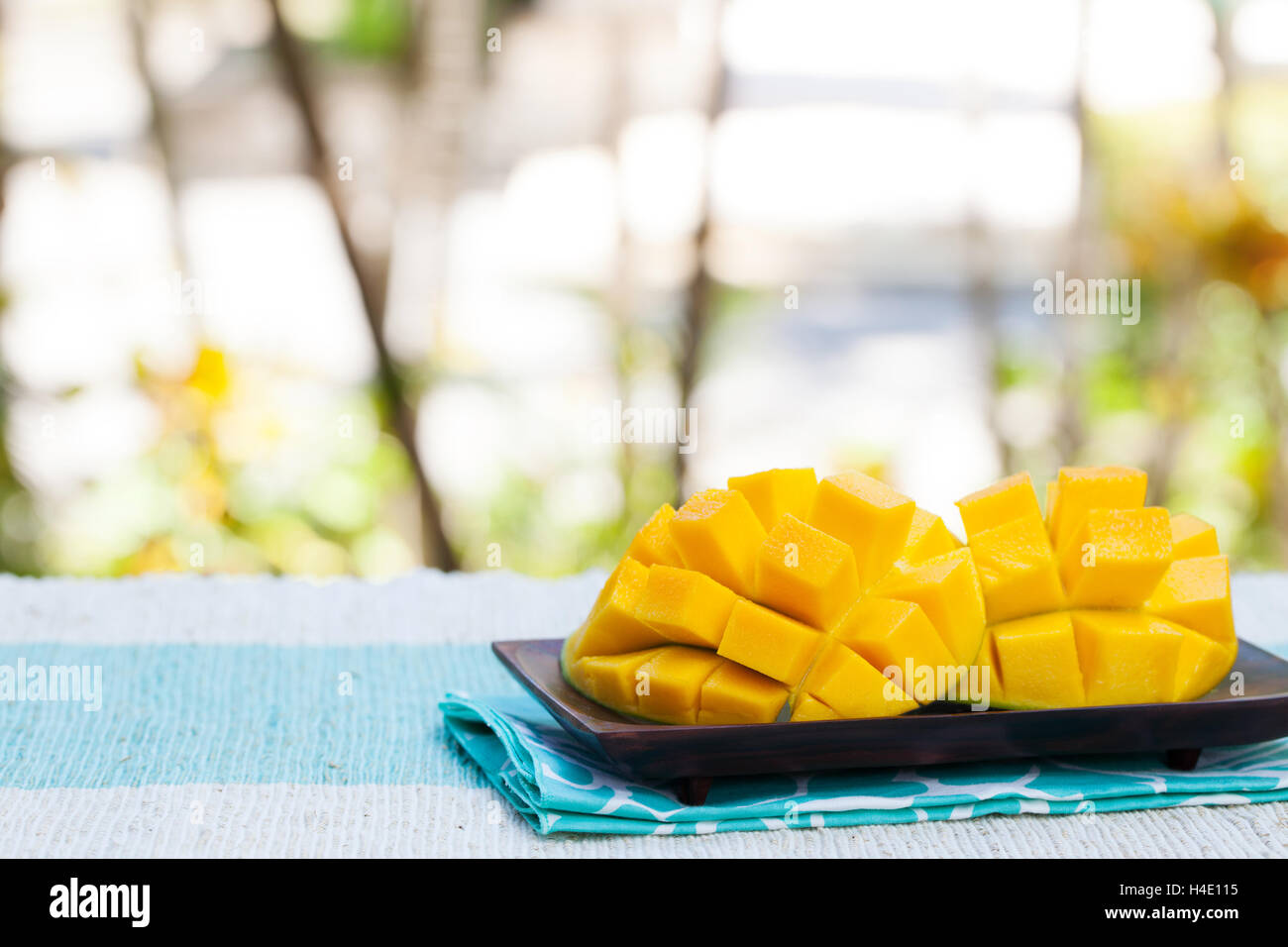 Fresh mango organic product Outdoor background Stock Photo - Alamy