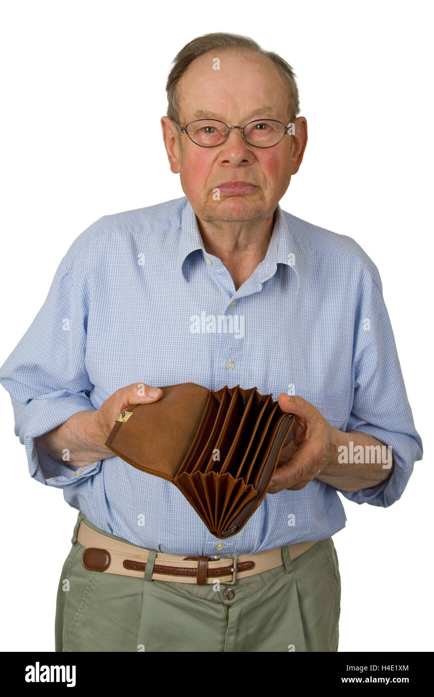 Male senior with empty wallet isolated on white background Stock Photo ...