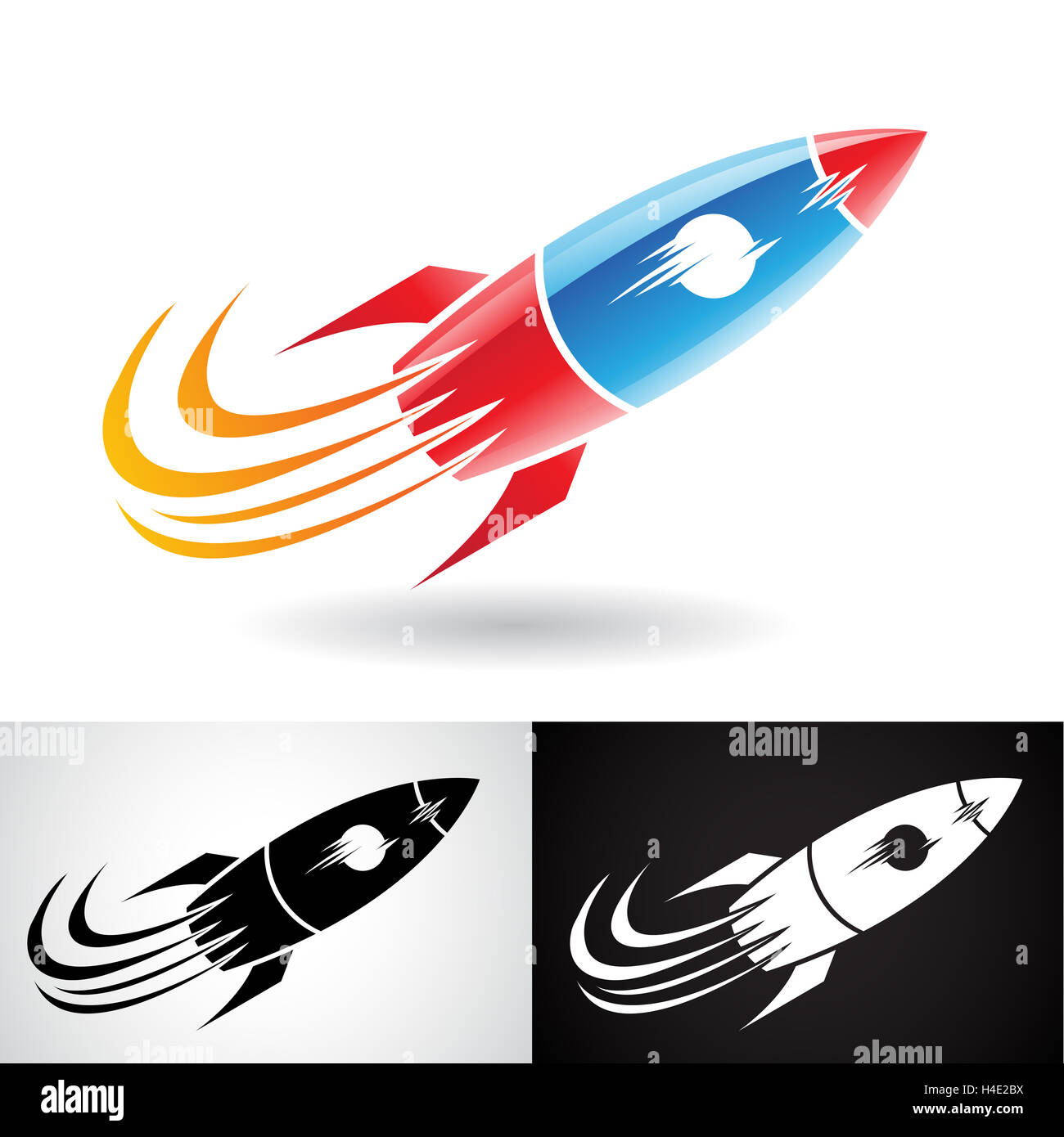 Vector Illustration of Blue and Red Rocket Icon isolated on a White ...