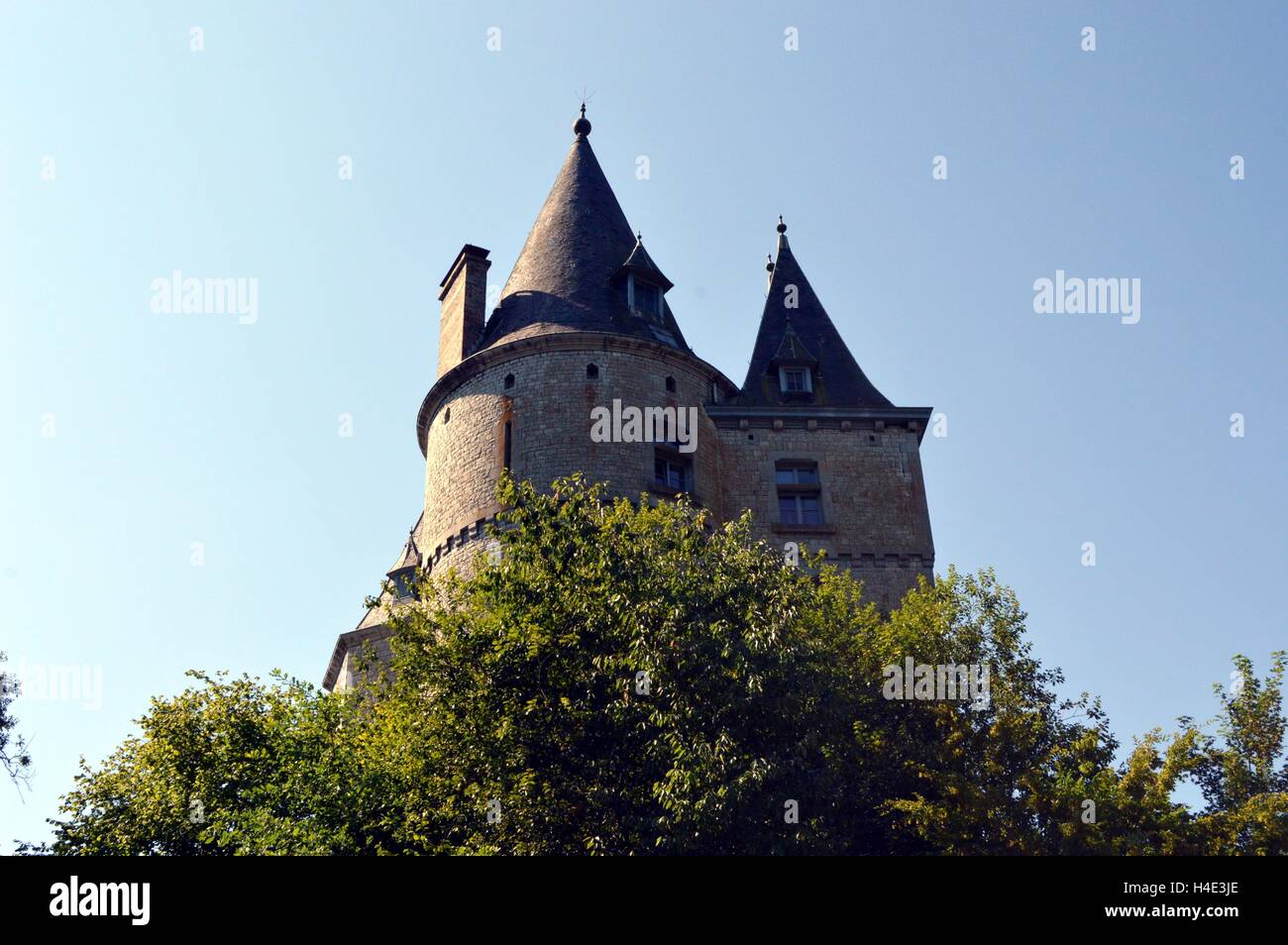 Double tour of a castle with the sky and trees Stock Photo - Alamy