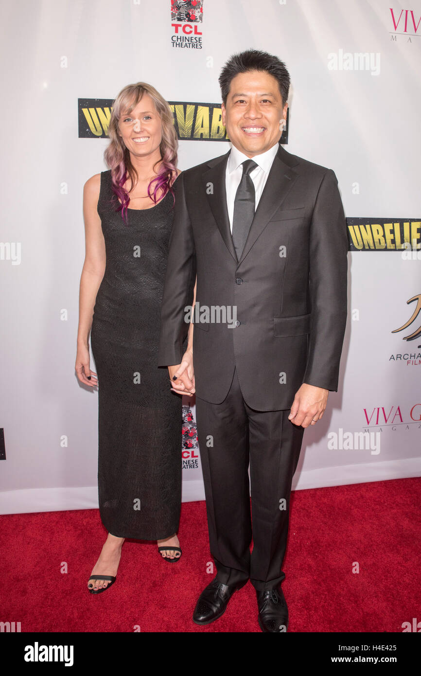Garrett Wang and wife arrives at the Unvelievable movie premiere, 50th ...