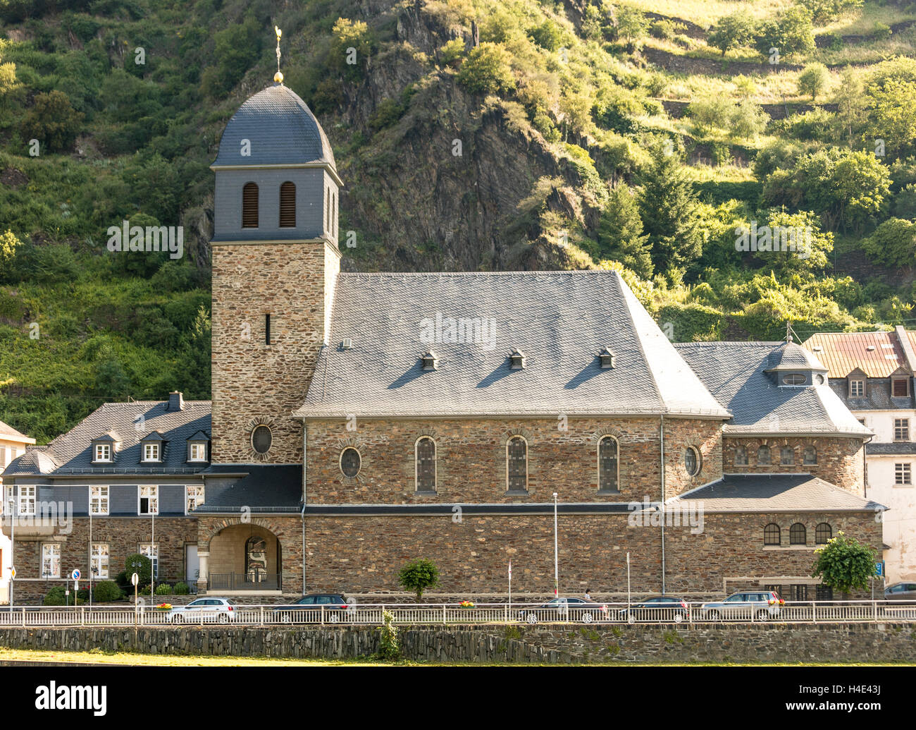 Pretty village with church Rhine Gorge, Germany, Europe Stock Photo - Alamy