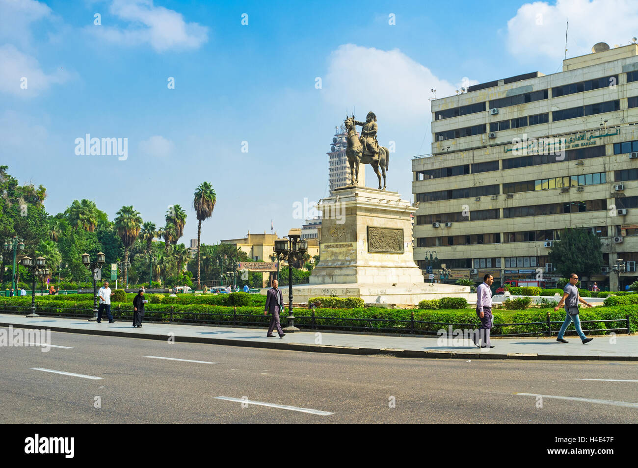 The equestrian statue of Ibrahim Pasha in Al Opera Square with the ...