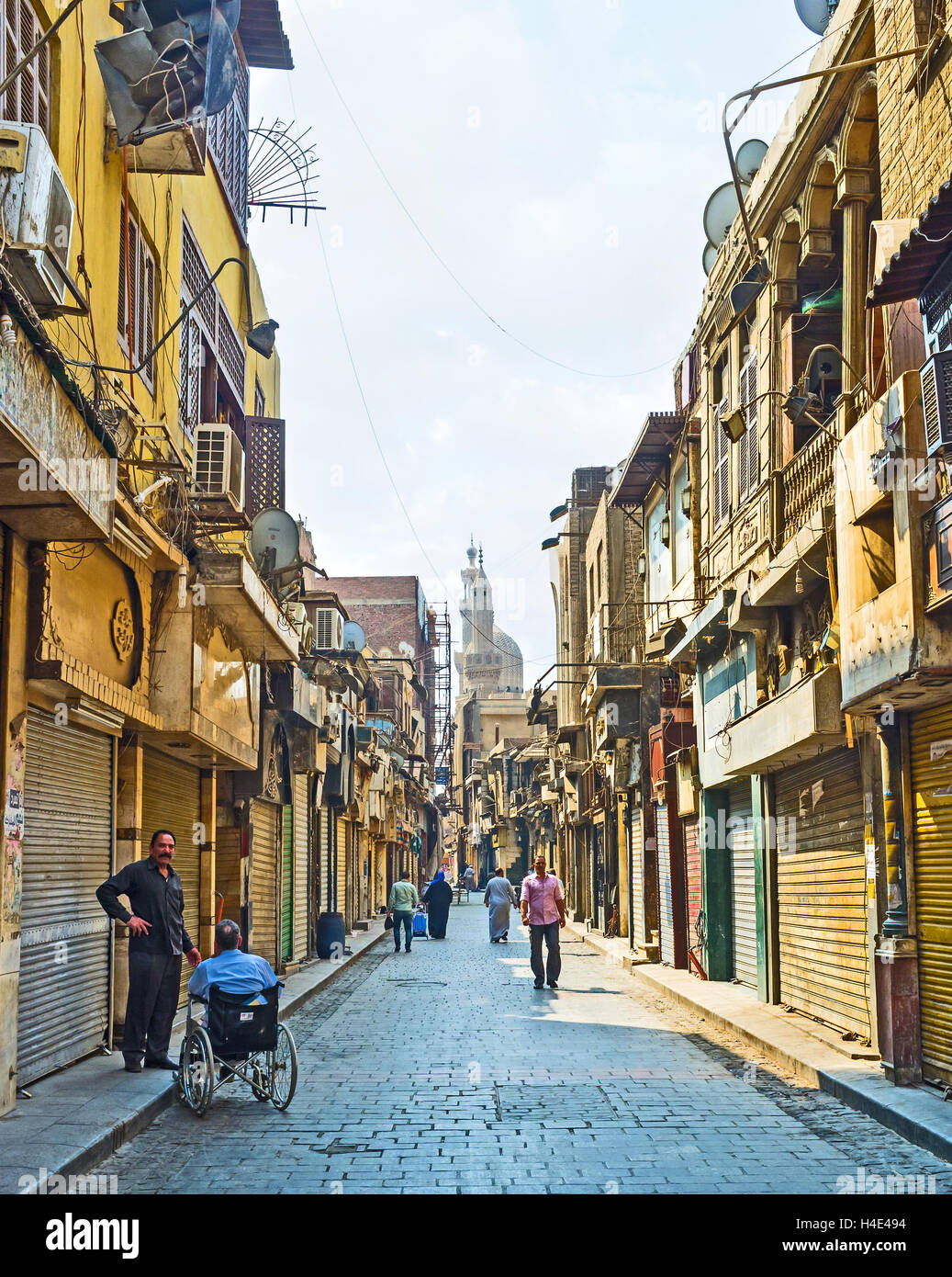 The crowded tourist and market streets of Islamic Cairo are completely ...