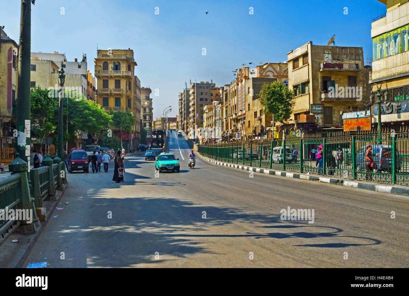 The wide Al-Azhar Avenue is one of the main roads in city, Cairo Egypt ...