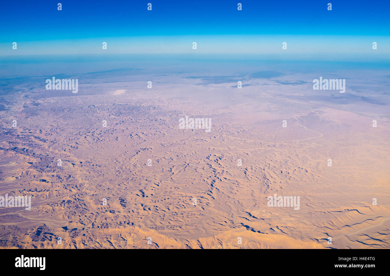 The landscape of Sahara desert with the rocky mountains and the Nile ...