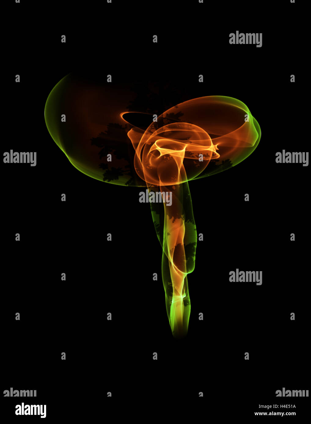 abstract red orange green gradient smoke fire over black background ...