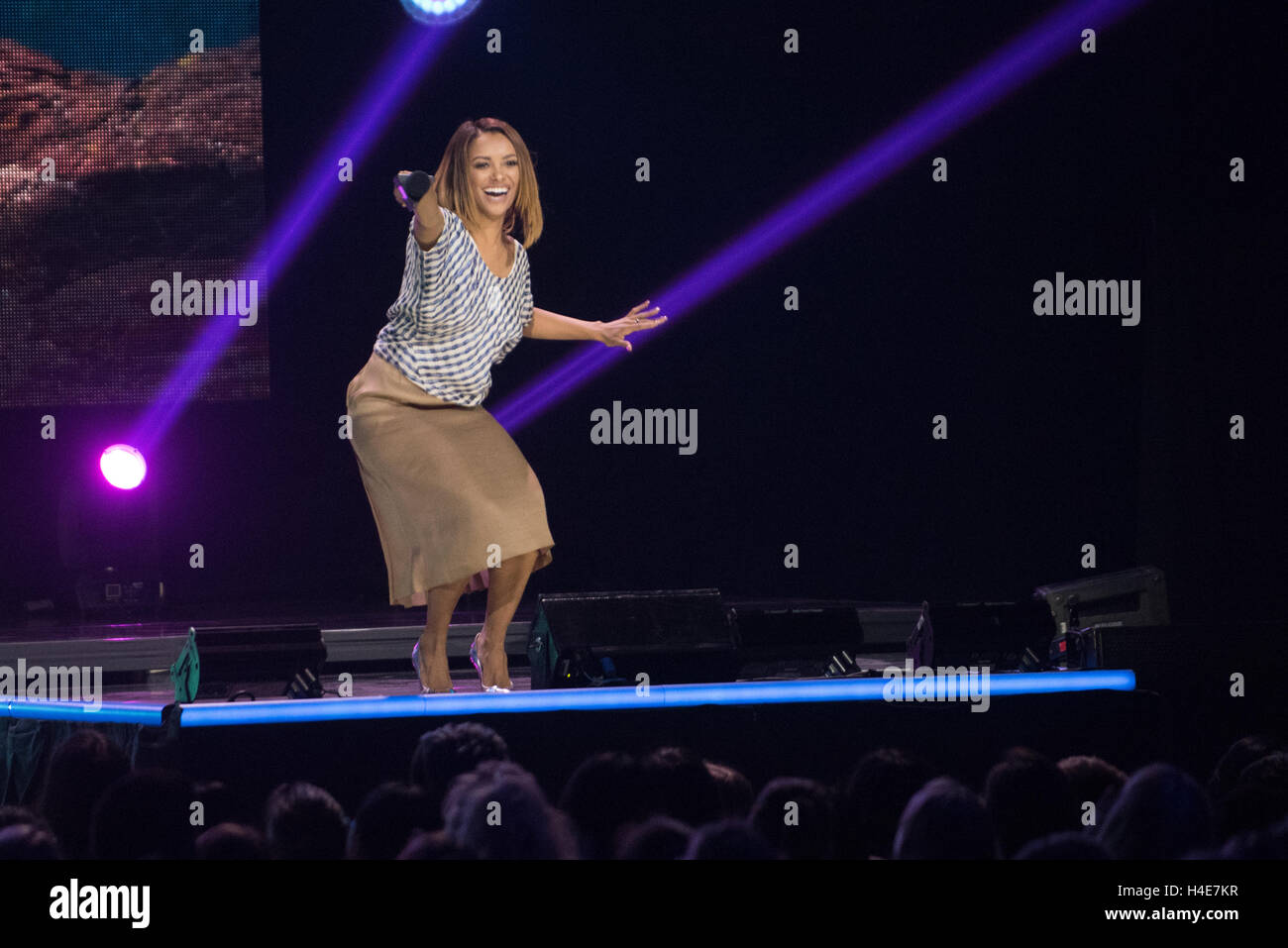 Kat Graham addresses the crowd at WE Day Seattle in Key Arena Stock ...