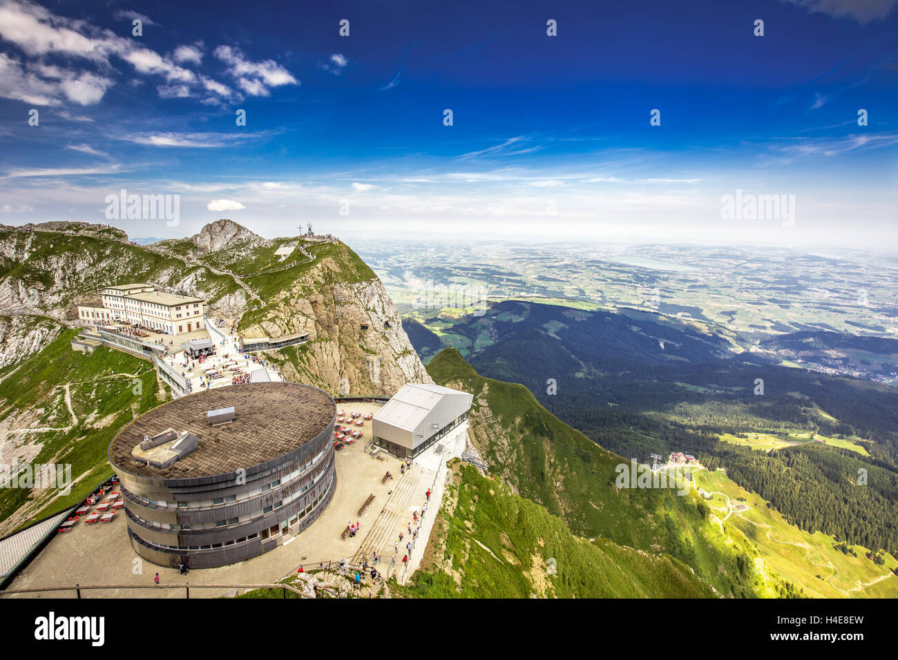 Pilatus mountain with world's steepest cogwheel railway and view to ...