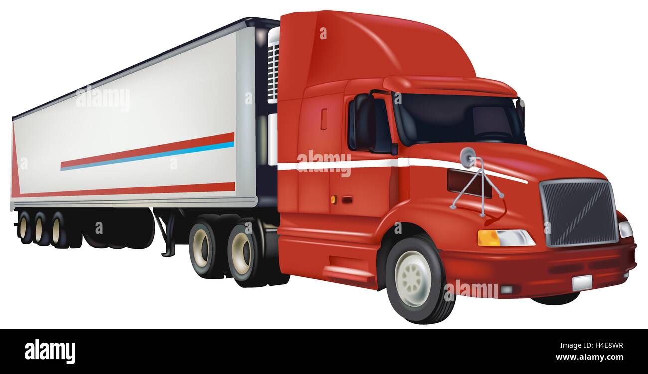 Red Trailer Truck Stock Vector Image & Art - Alamy