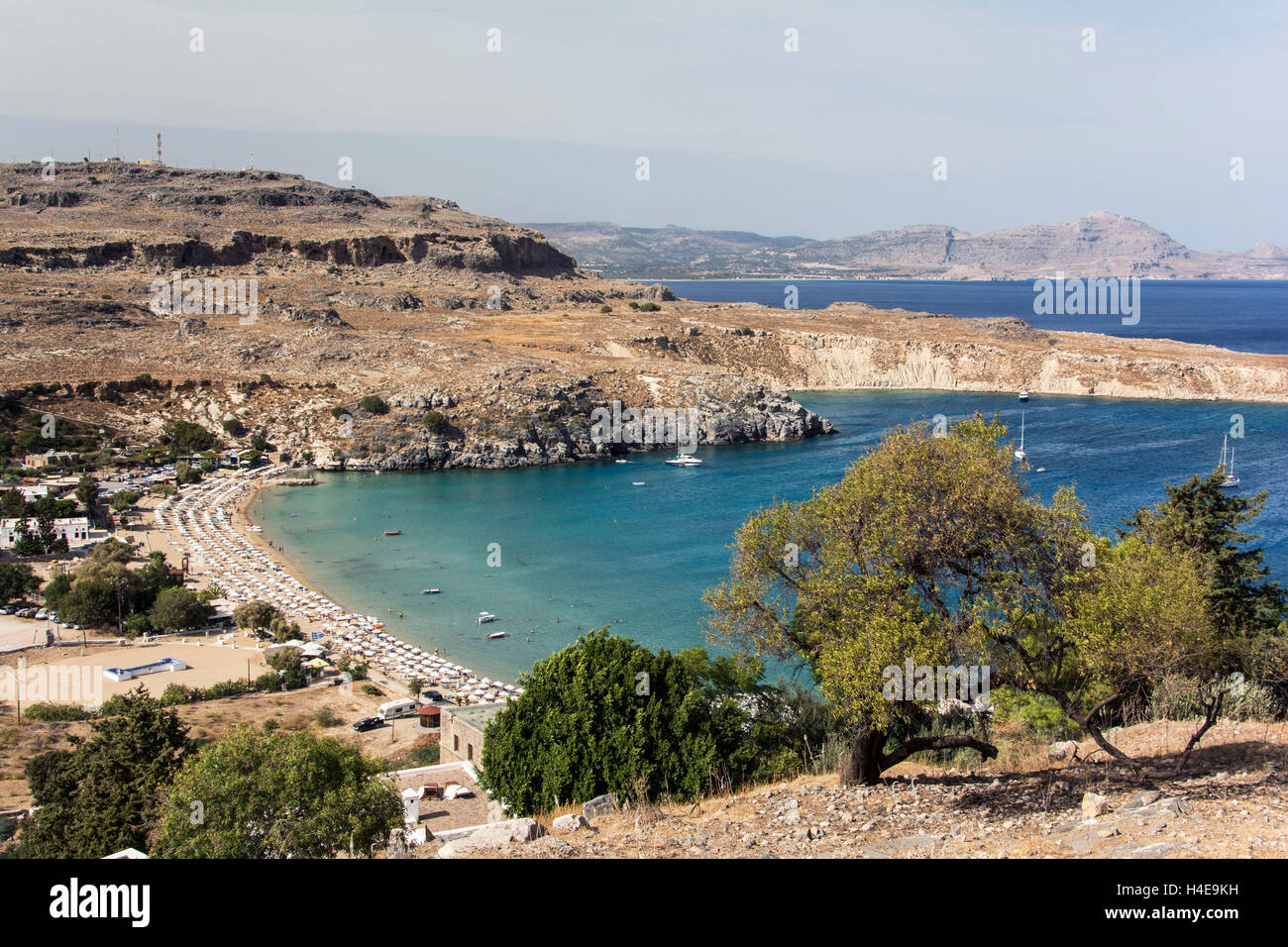 Lindos, sea bay with beach Stock Photo - Alamy