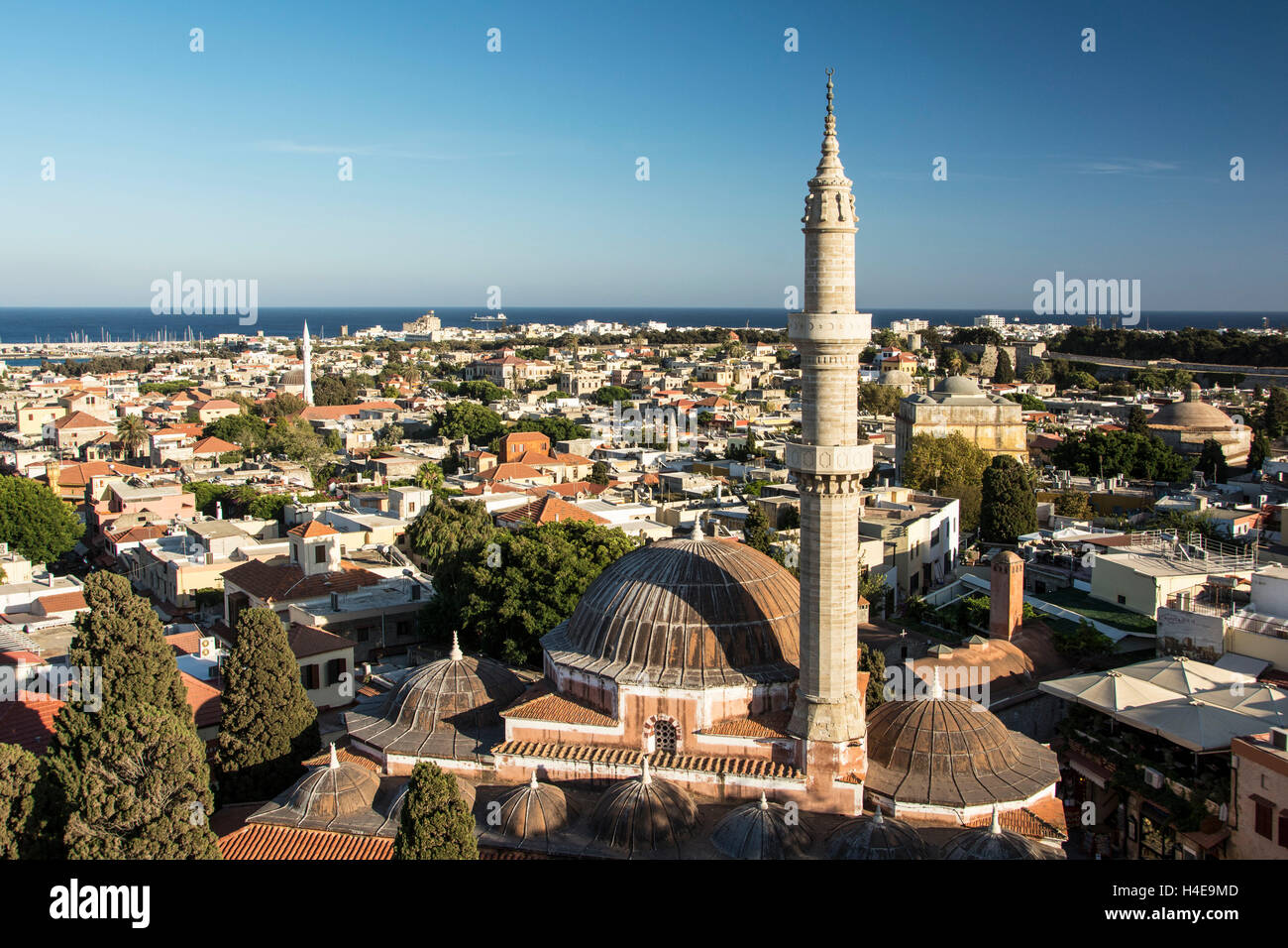 Rhodes, view to the town with Suleymaniye Mosque Stock Photo - Alamy