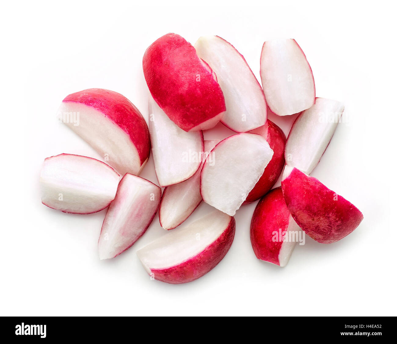 Heap of radish slices isolated on white background, top view Stock ...