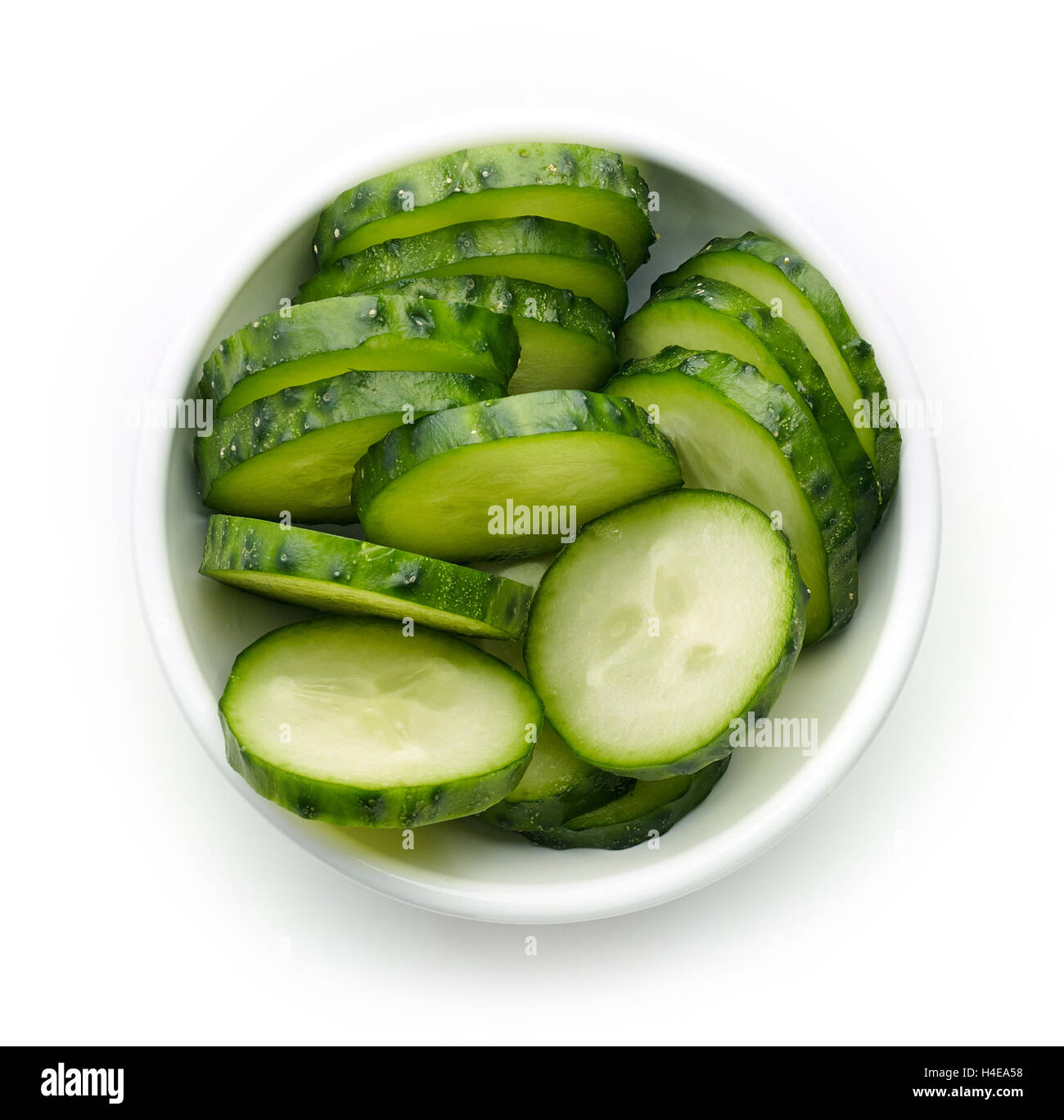 Bowl of fresh cucumber slices, top view Stock Photo - Alamy