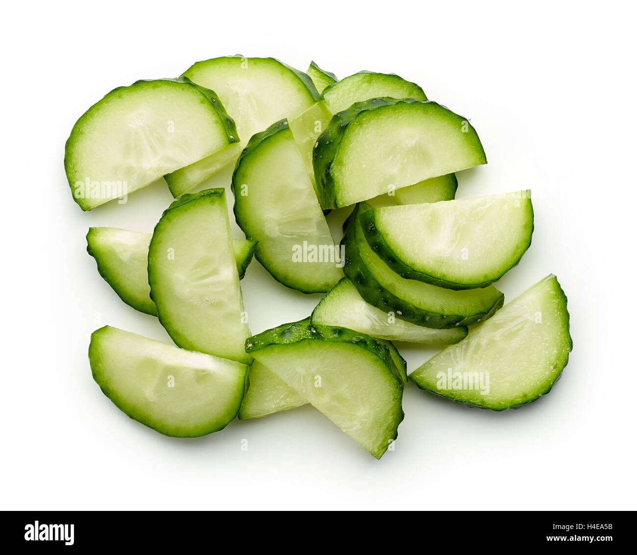Fresh cucumber slices isolated on white background, top view Stock ...