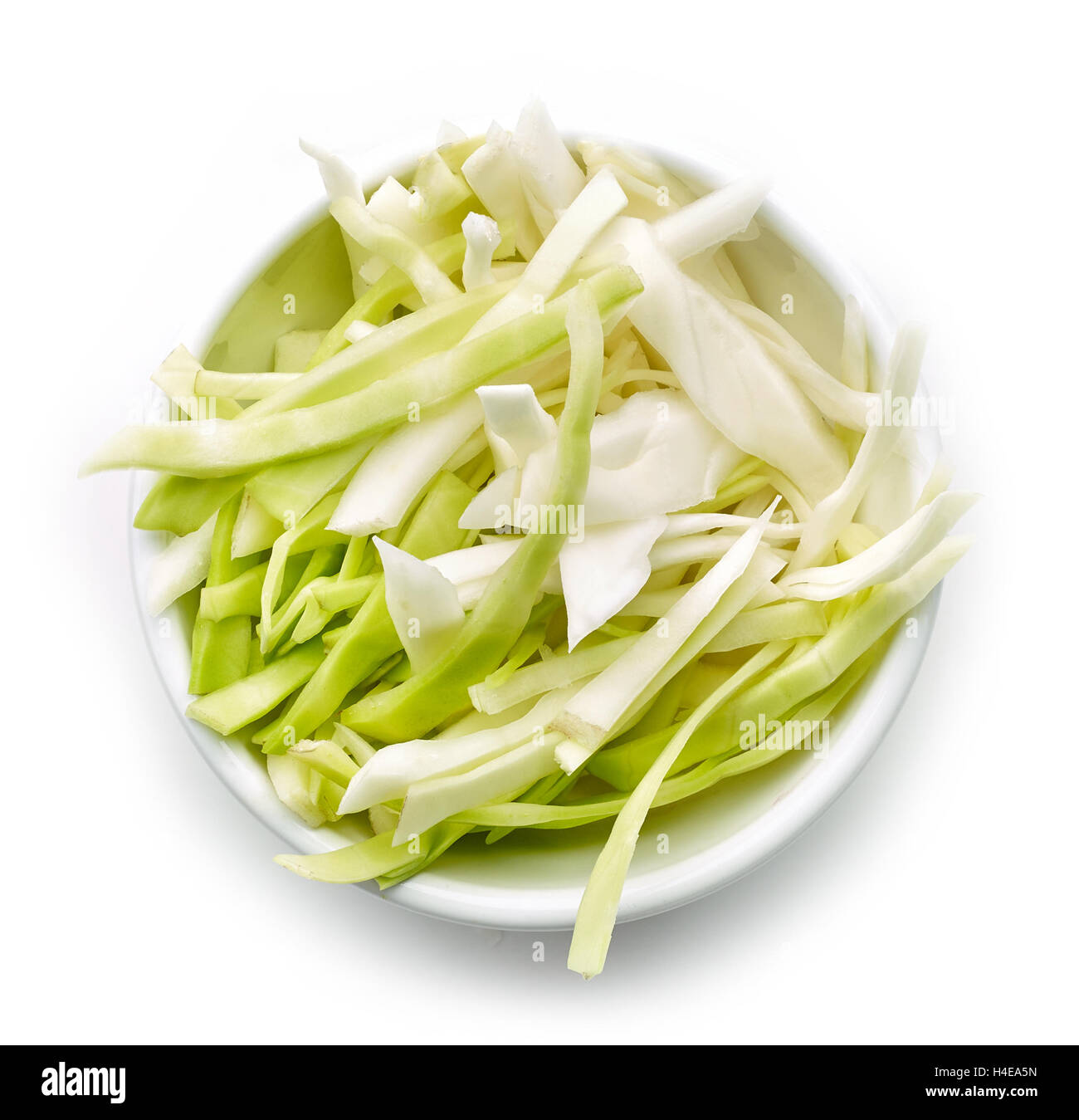Bowl of sliced cabbage isolated on white background, top view Stock ...