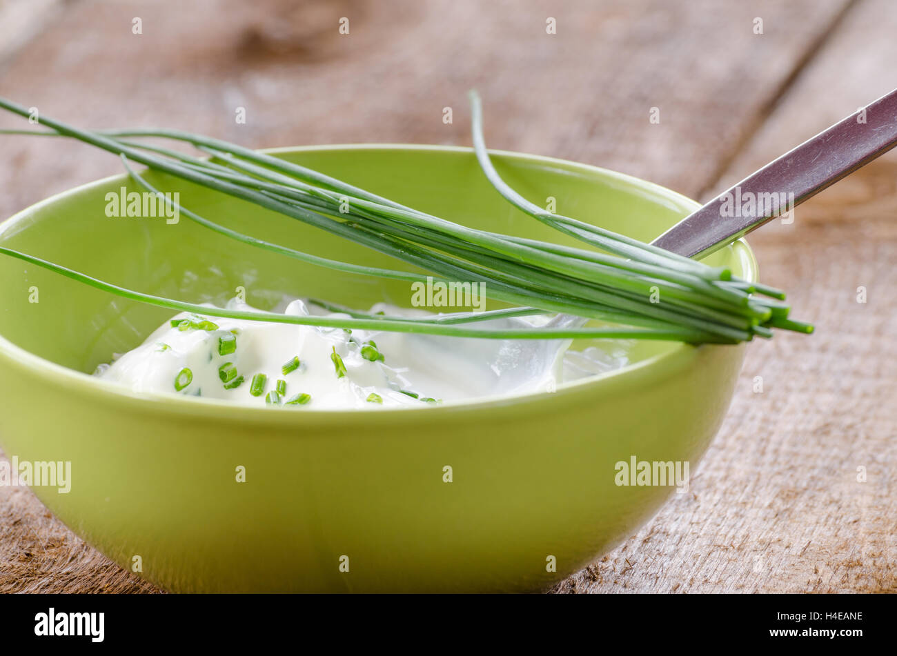 Chive dressing, sauce with creame and garlic Stock Photo - Alamy