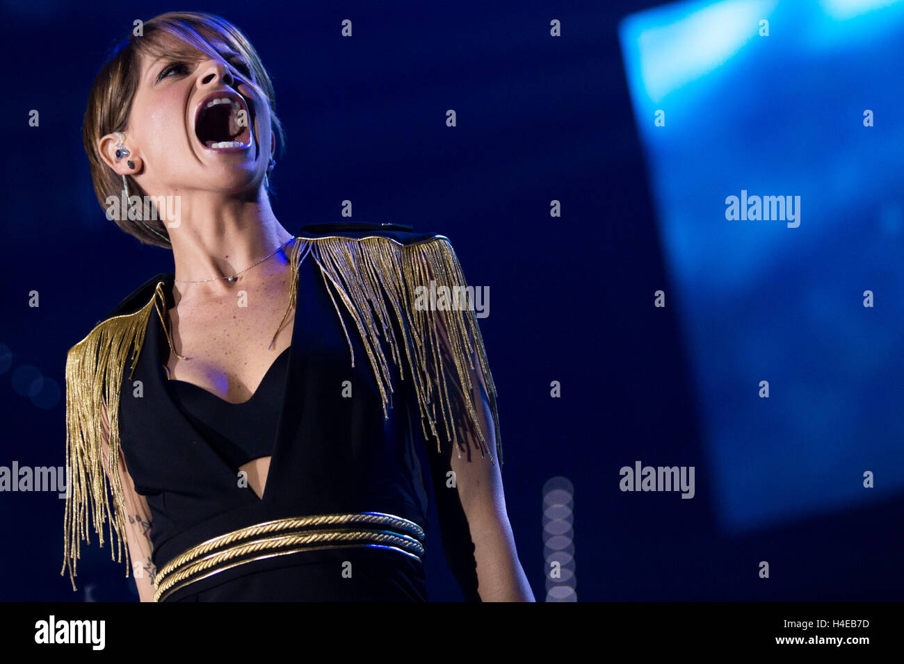 Turin, Italy. 13th Oct, 2016. Italian singer Alessandra Amoroso has ...