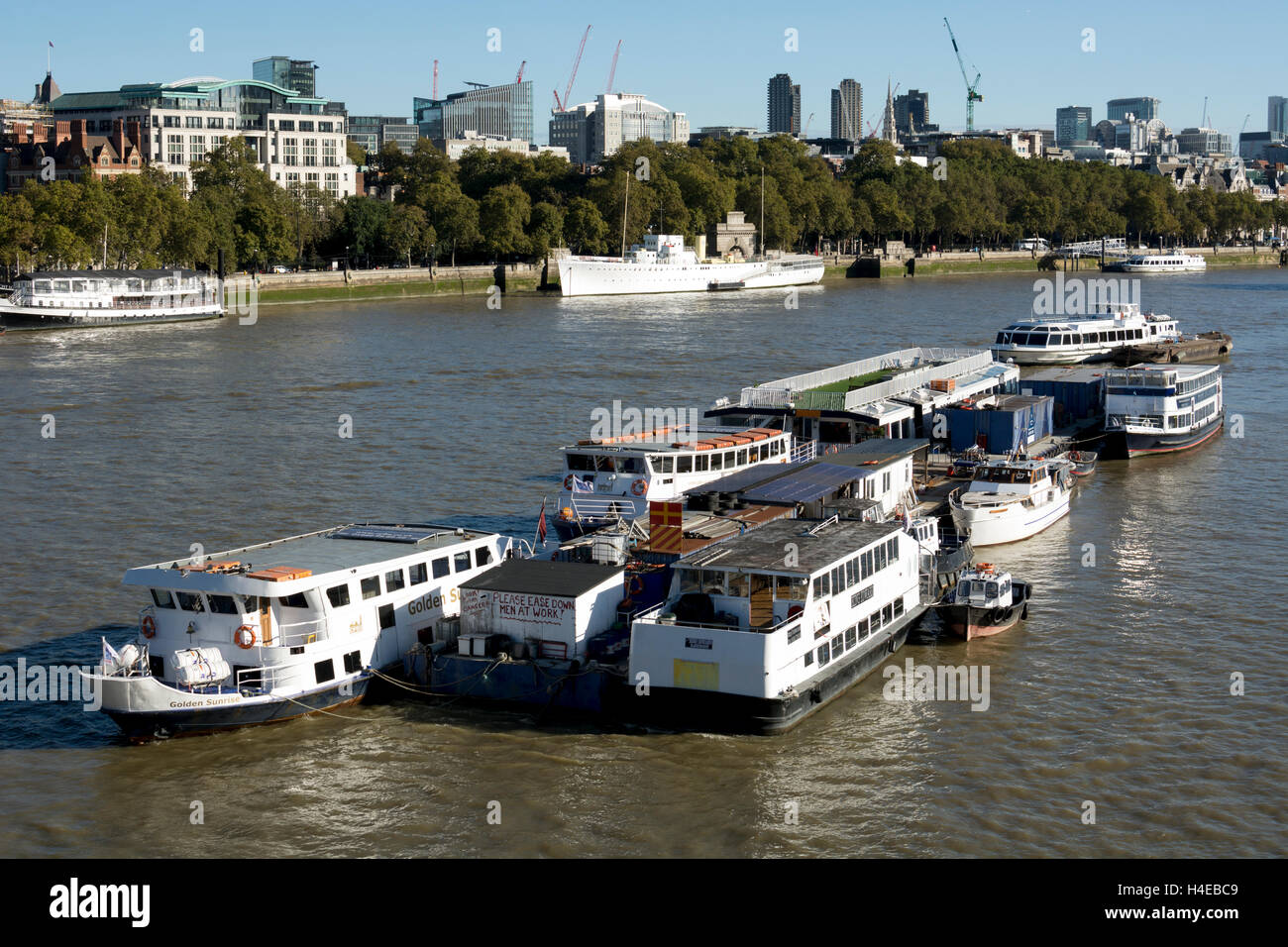 View from Waterloo Bridge towards Victoria Embankment, London, UK Stock ...